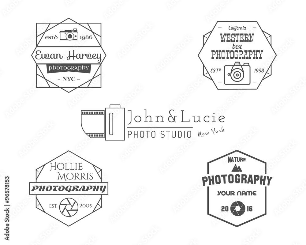Vintage Photography Badges, Labels. Monochrome design with stylish old ...