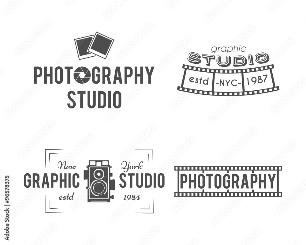 Vintage Photography Badges, Labels. Monochrome design with stylish old ...