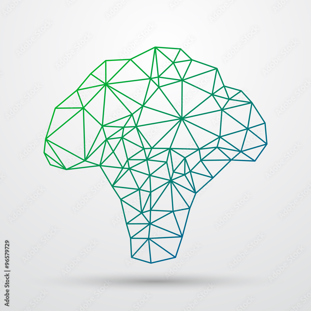 Abstract poligonal green broccoli. Geometric triangle design. Colorfuul ...