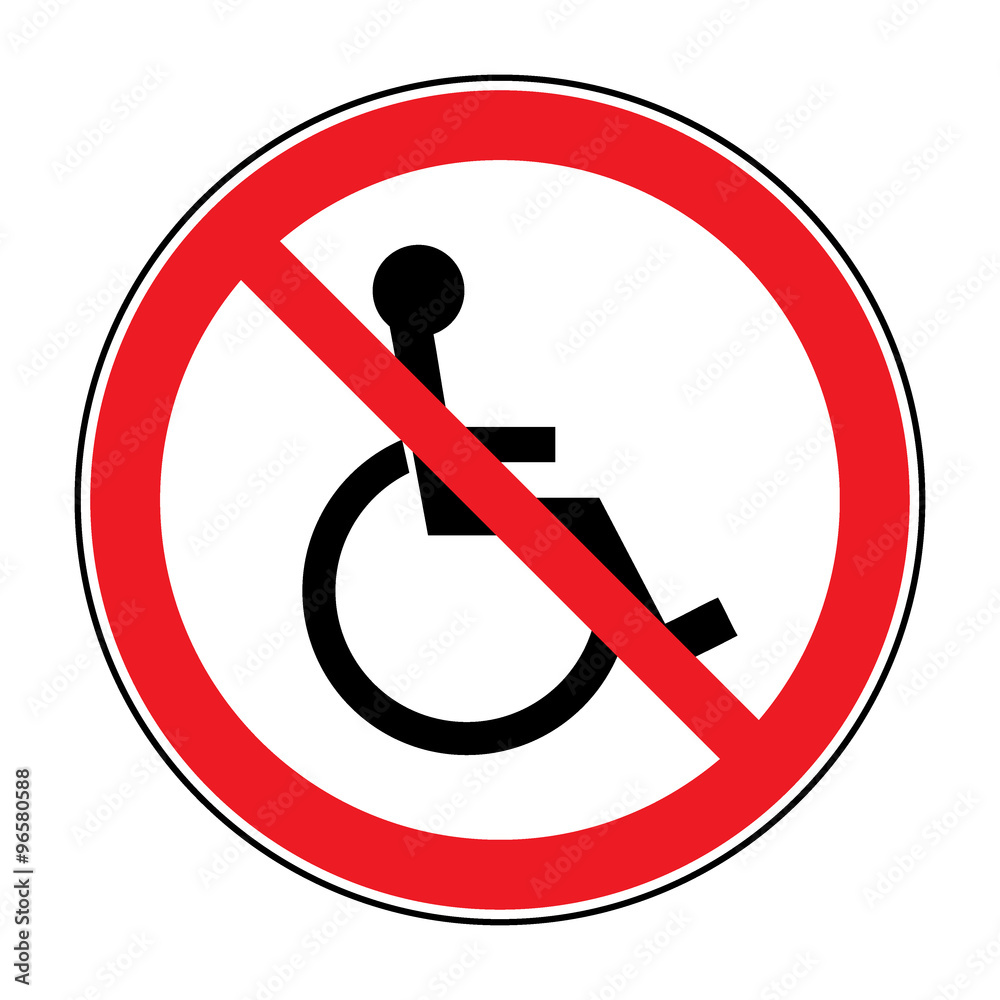 Disabled sign. Handicapped person icon isolated in the red circle on ...