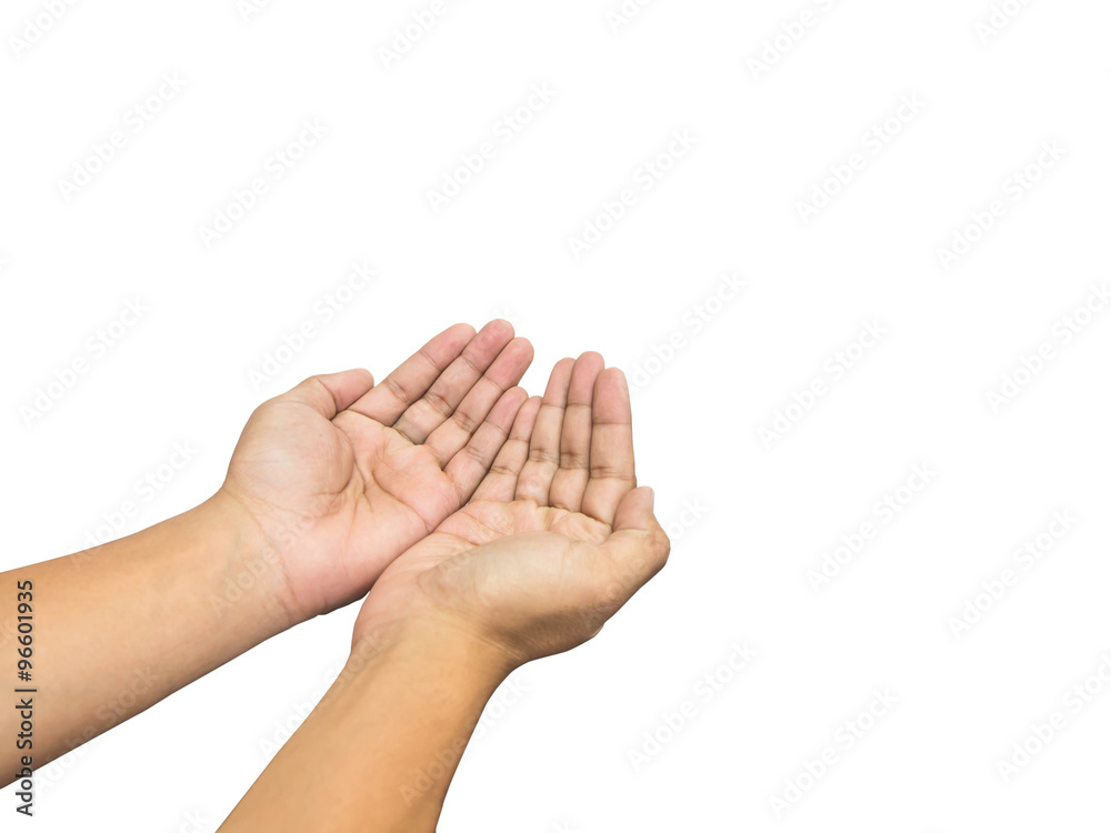 human hands of prayer over white background Stock Photo | Adobe Stock