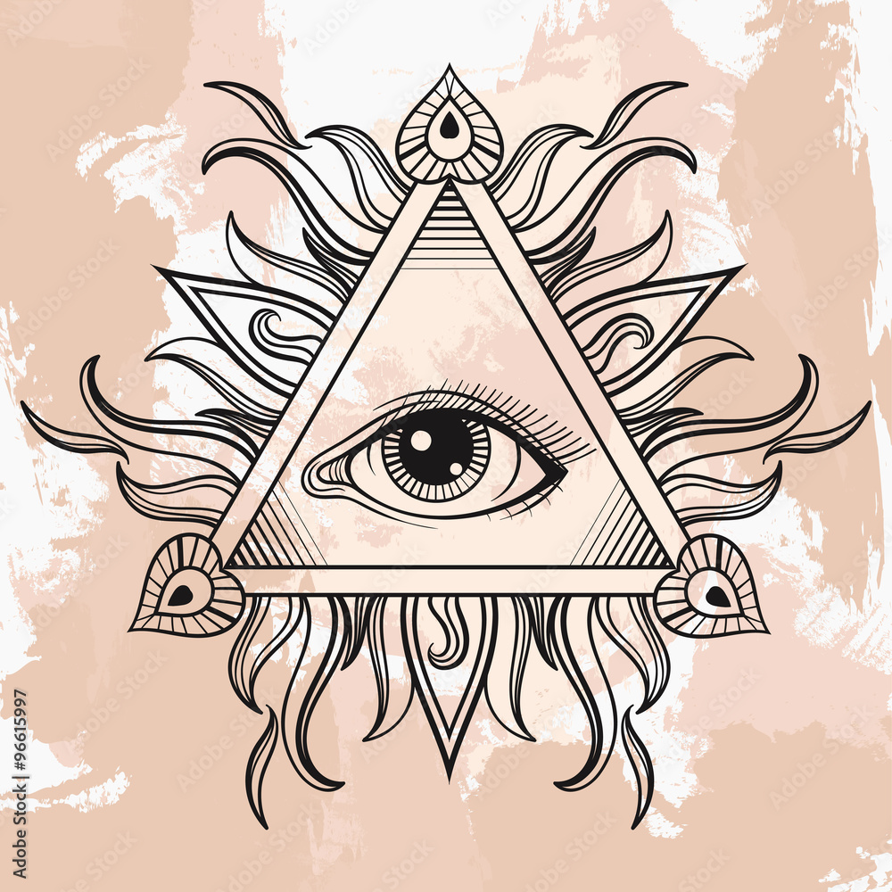 Vector All seeing eye pyramid symbol. Illumination tattoo. Vinta Stock ...