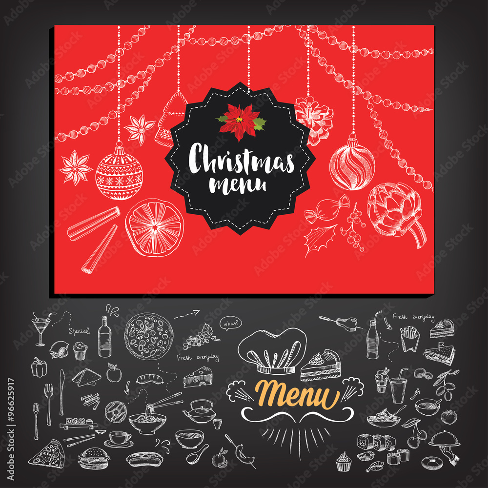 Vector christmas restaurant brochure, menu design. Vector holiday ...