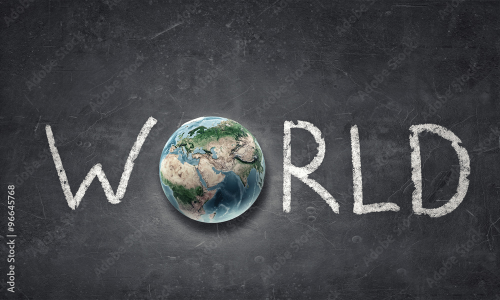 Earth planet completing word world foto de Stock | Adobe Stock