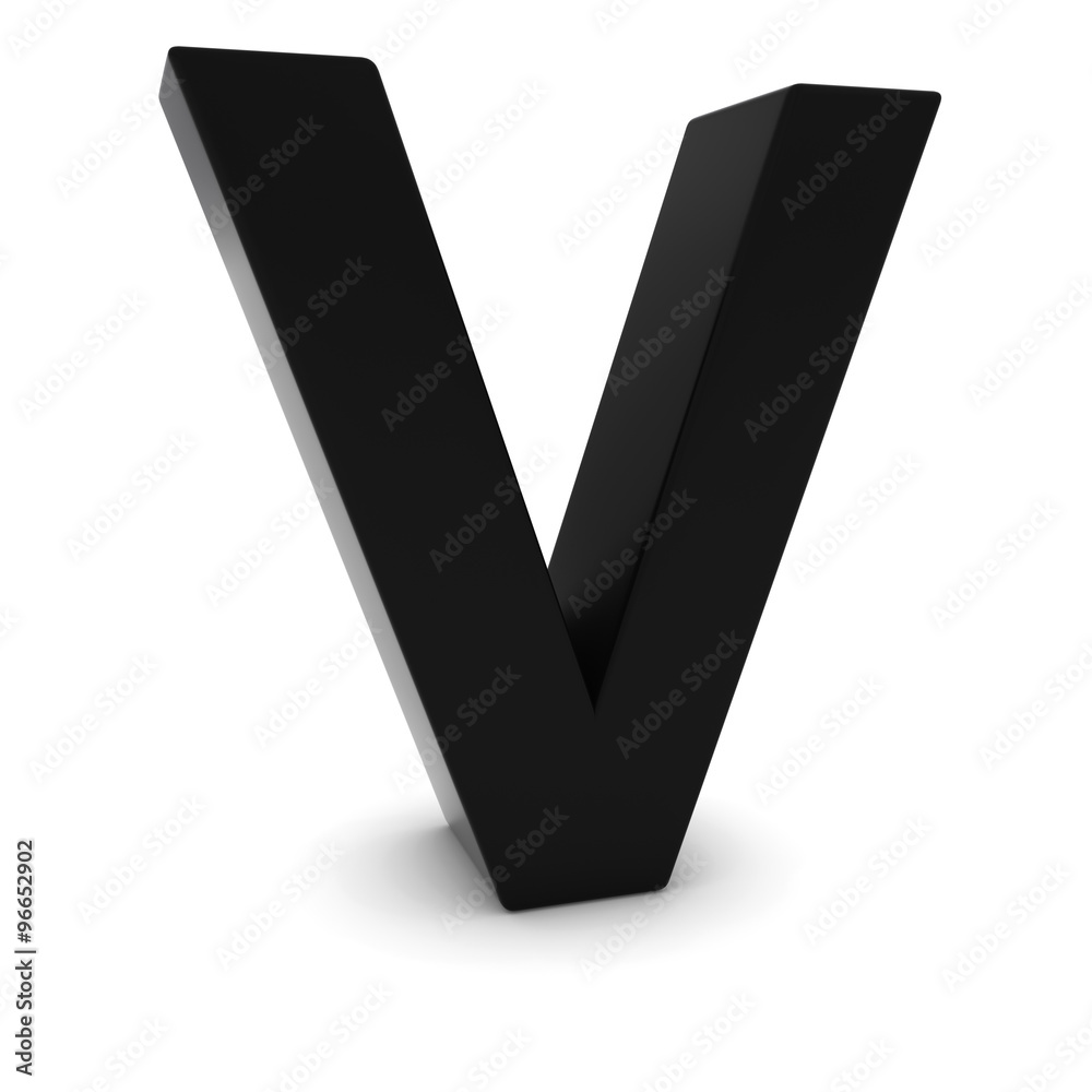 Black 3D Uppercase Letter V Isolated on white with shadows Stock ...