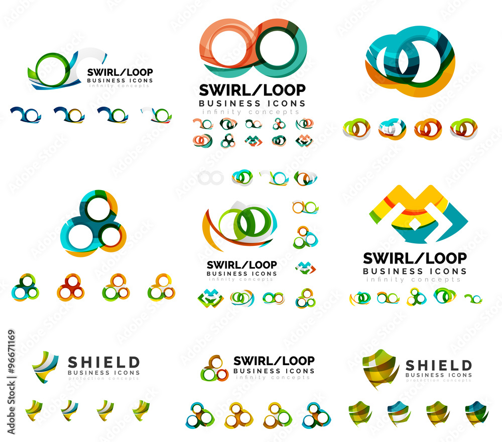 Set of company logotype branding designs, swirl infinity loop concept ...