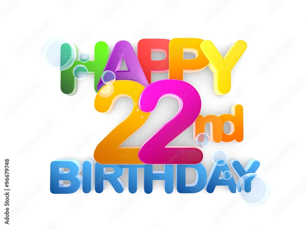 Happy 22nd Birthday Title, light Stock Illustration | Adobe Stock
