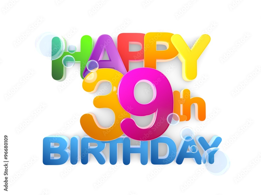 Happy 39th Title, Birthday light Stock Illustration | Adobe Stock