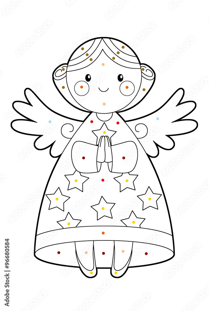 Cartoon happy and funny angel - coloring page - illustration for ...