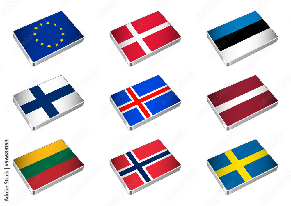 Flags of the countries of Northern Europe Stock Vector | Adobe Stock