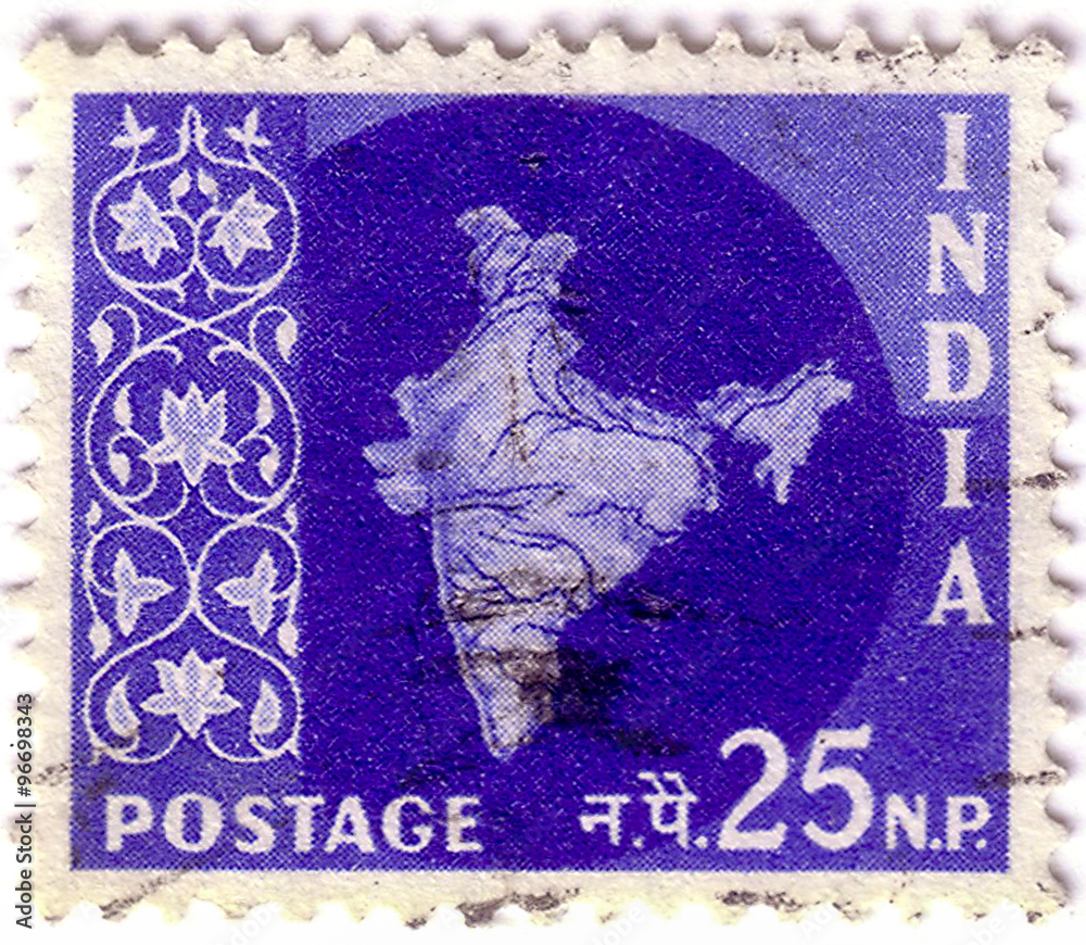 INDIA - CIRCA 1957: A stamp printed in India, shows map of India Stock ...