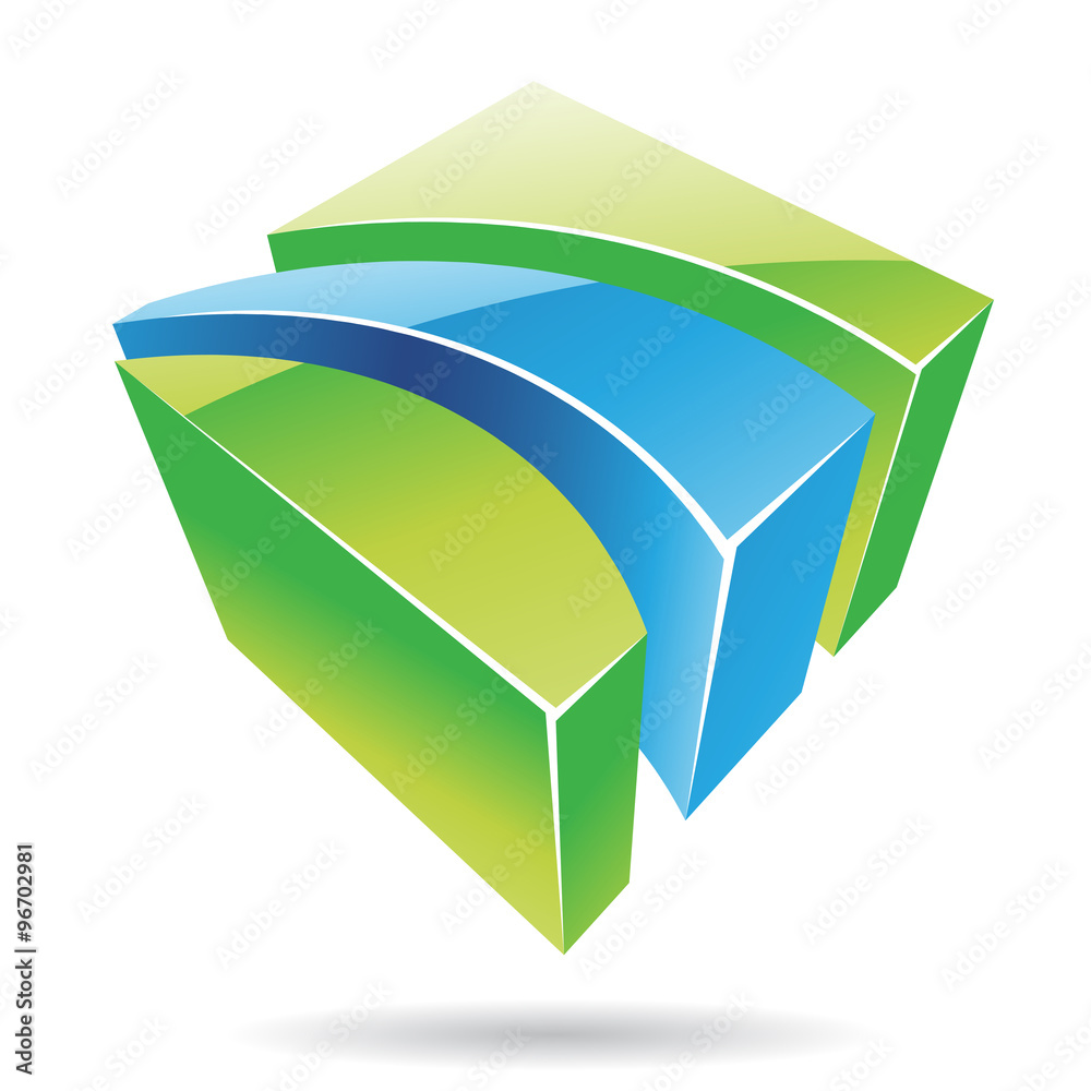 Colorful 3d Cubical Abstract Icon Stock Vector | Adobe Stock