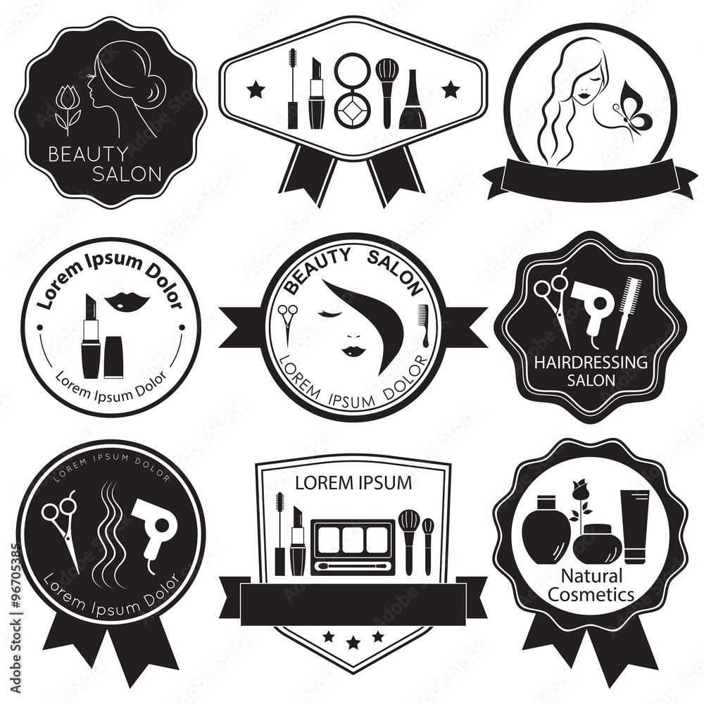 Set of beauty logo templates, labels, badges, design elements for ...