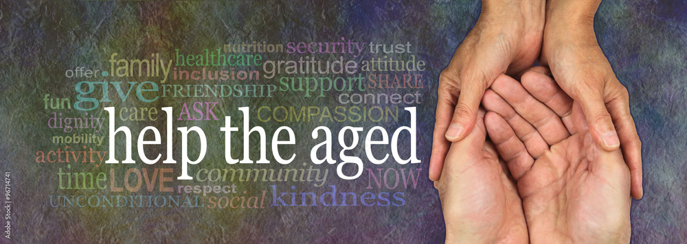 Campaign banner to Help the Aged - wide banner with a woman's hands ...