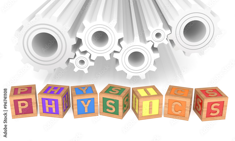 Physics Alphabet Blocks and Gear. Isolated on White. 3d Renderin Stock ...