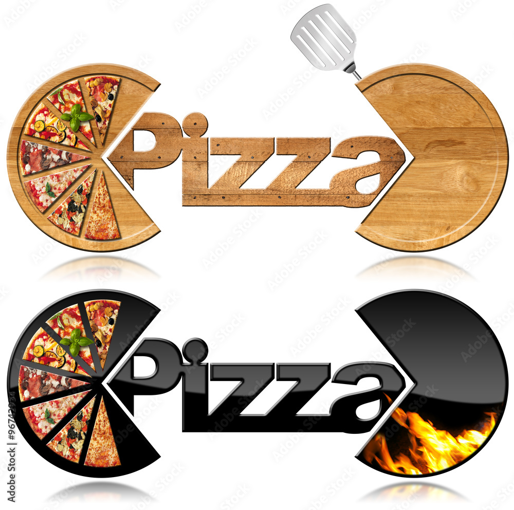 Pizza - Two Symbols with a Slices of Pizza / Two symbols with the ...