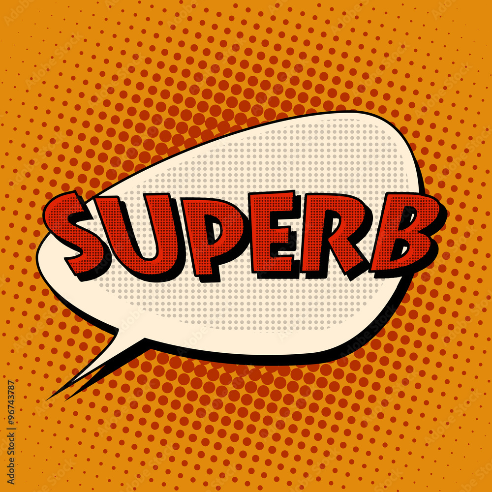 superb super excellent comic bubble retro text Stock Vector | Adobe Stock