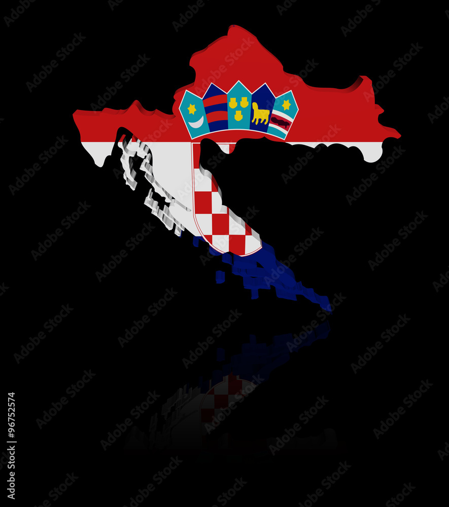 Croatia map flag with reflection illustration Stock Illustration ...