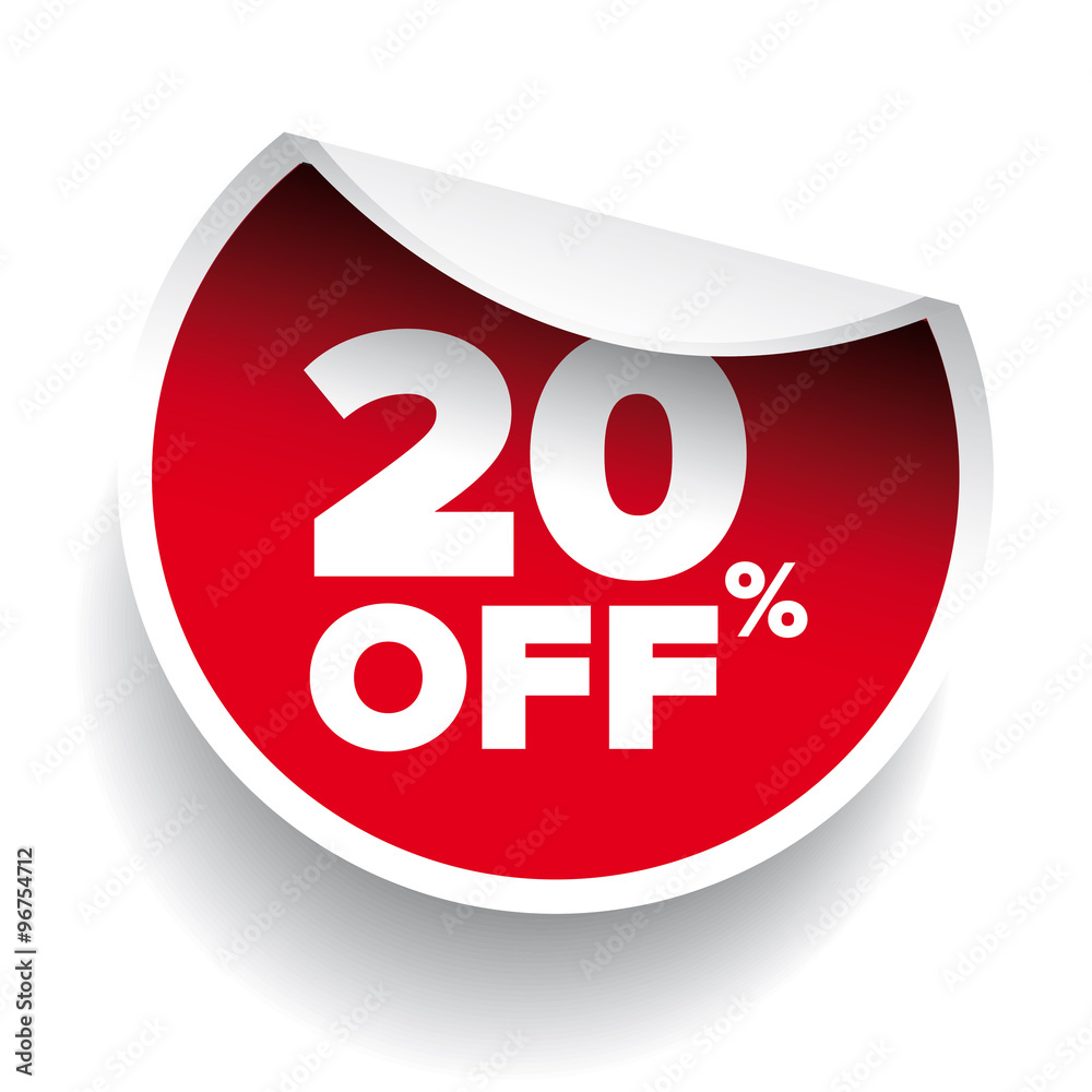 red vector 20% discount price sign Stock Vector | Adobe Stock