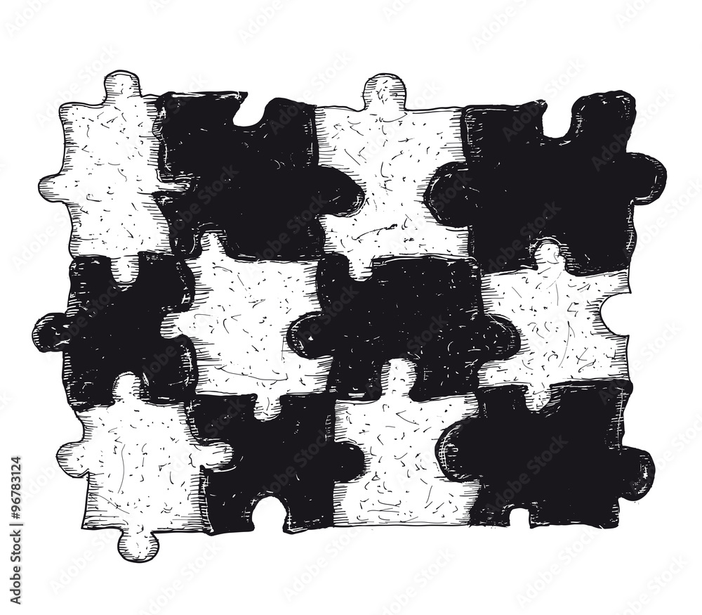 Hand drawn jigsaw puzzle elements Stock Vector | Adobe Stock