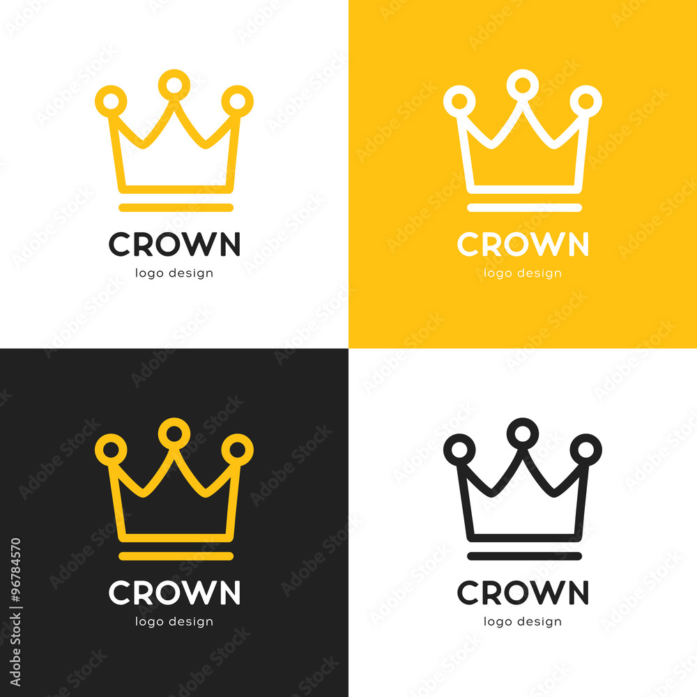 Crown line logo template. Simple linear crown icon design. Cute premium beauty Queen logo ...