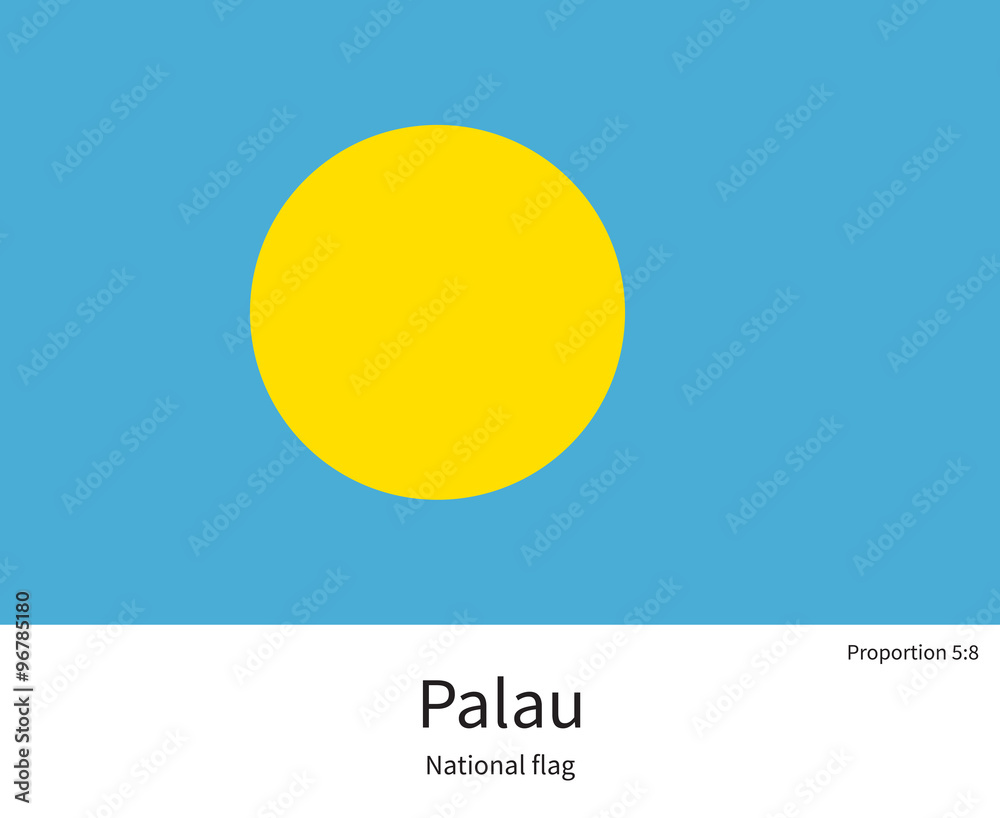 National flag of Palau with correct proportions, element, colors Stock ...