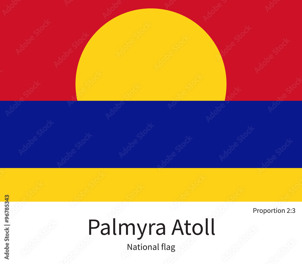 National flag of Palmyra Atoll with correct proportions, element ...