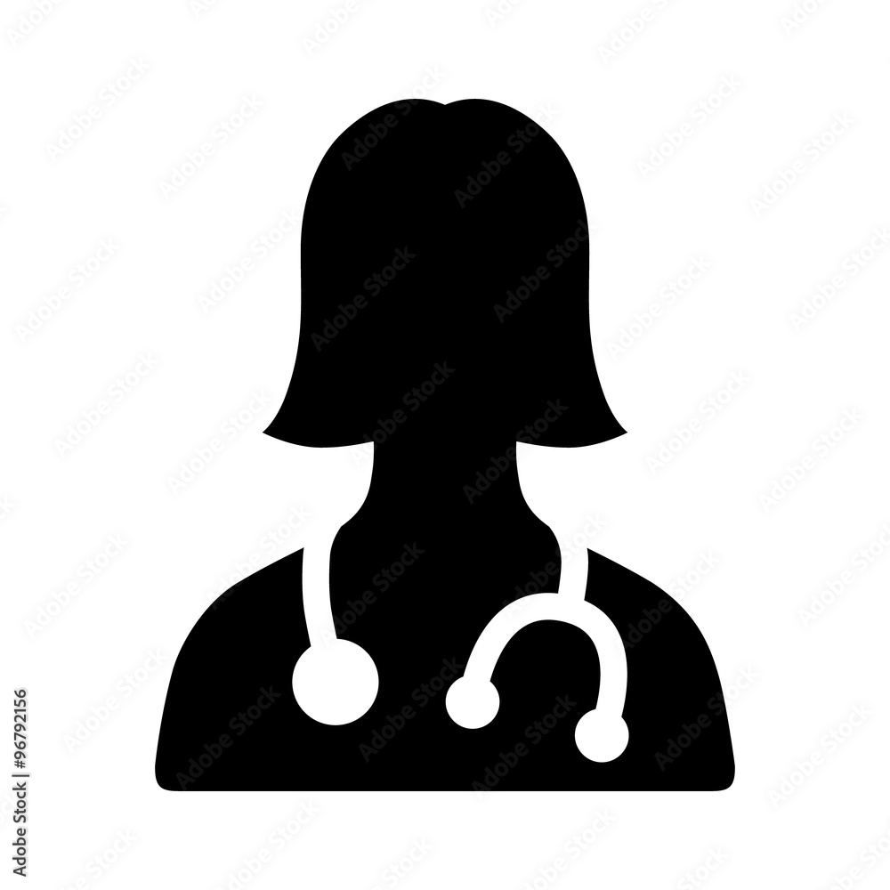 Female physician doctor - a provider of patient care flat icon for apps ...