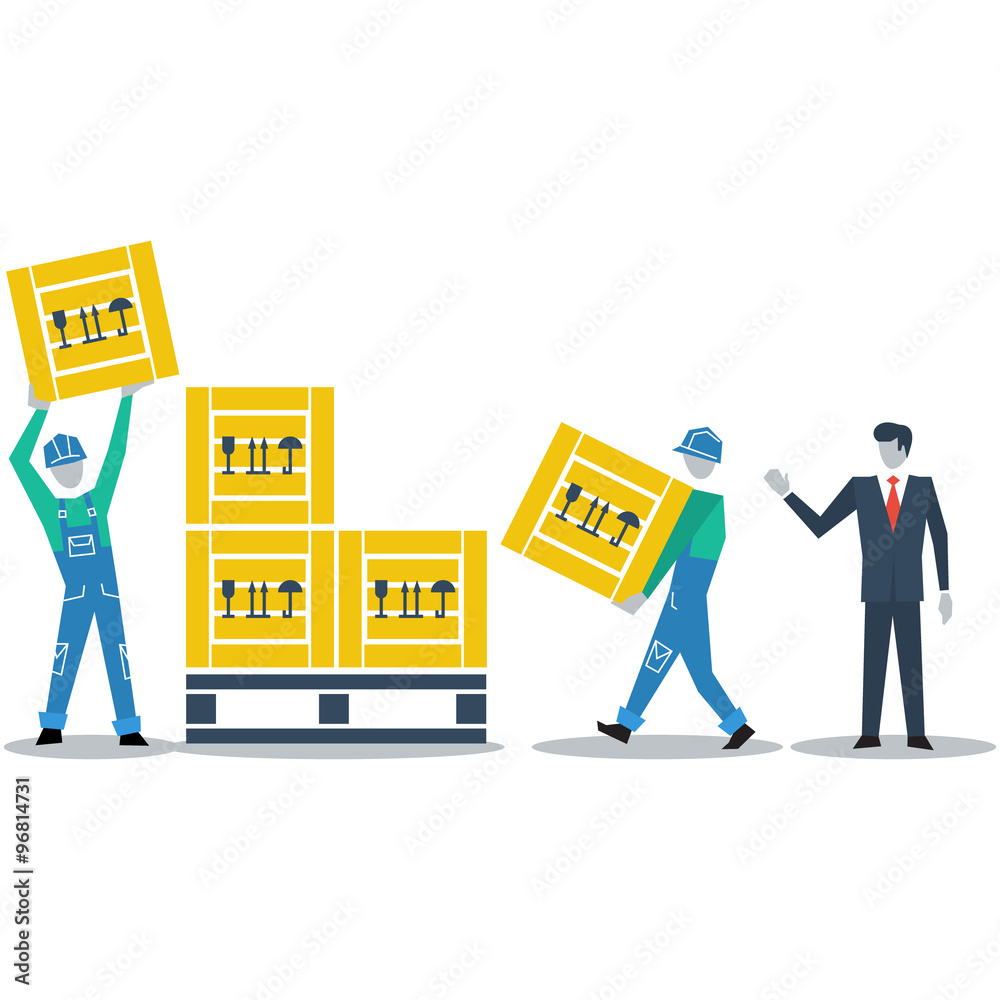 Logistics and warehouse workers Stock Vector | Adobe Stock