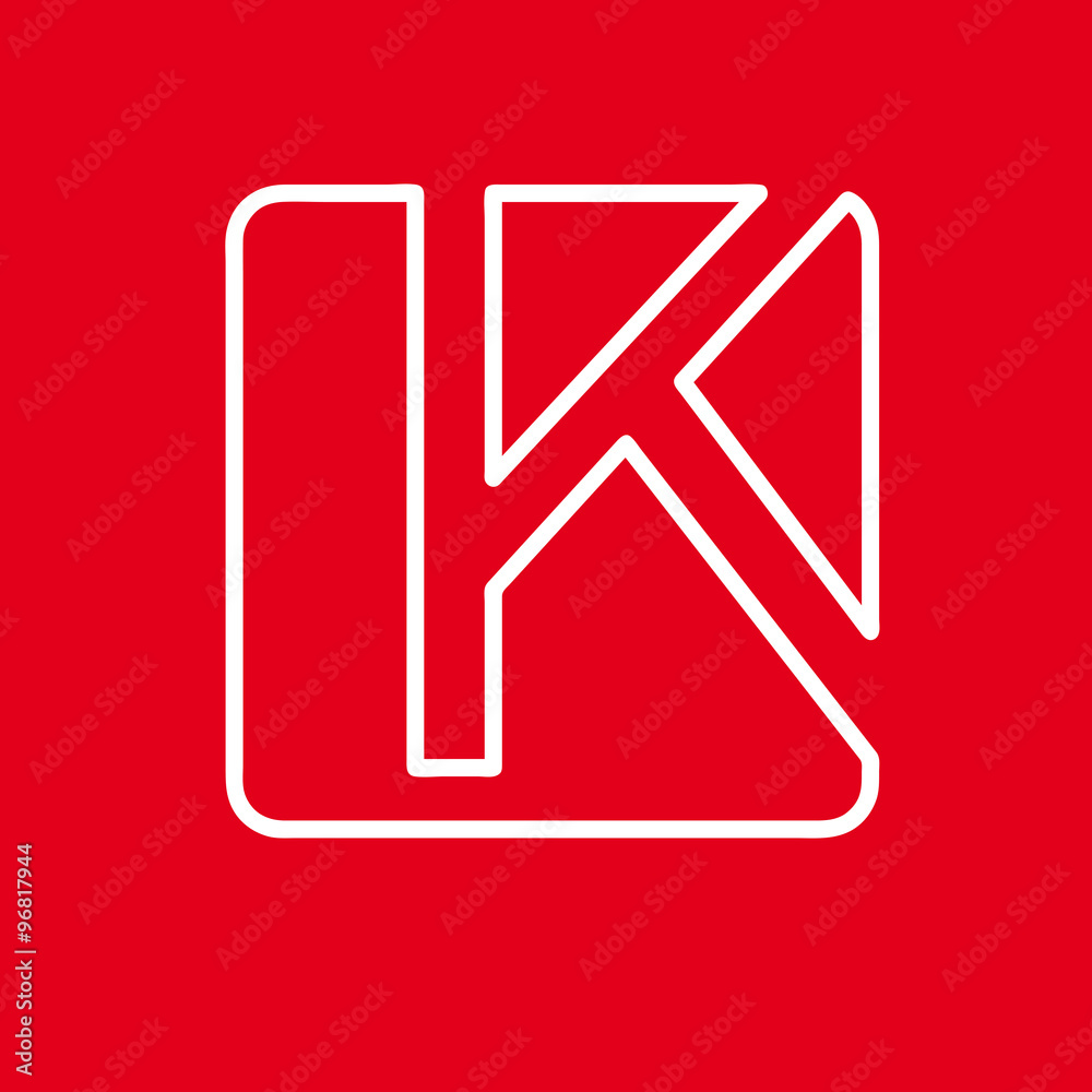 Vector initial letter K. Sign made with red line Stock Vector | Adobe Stock