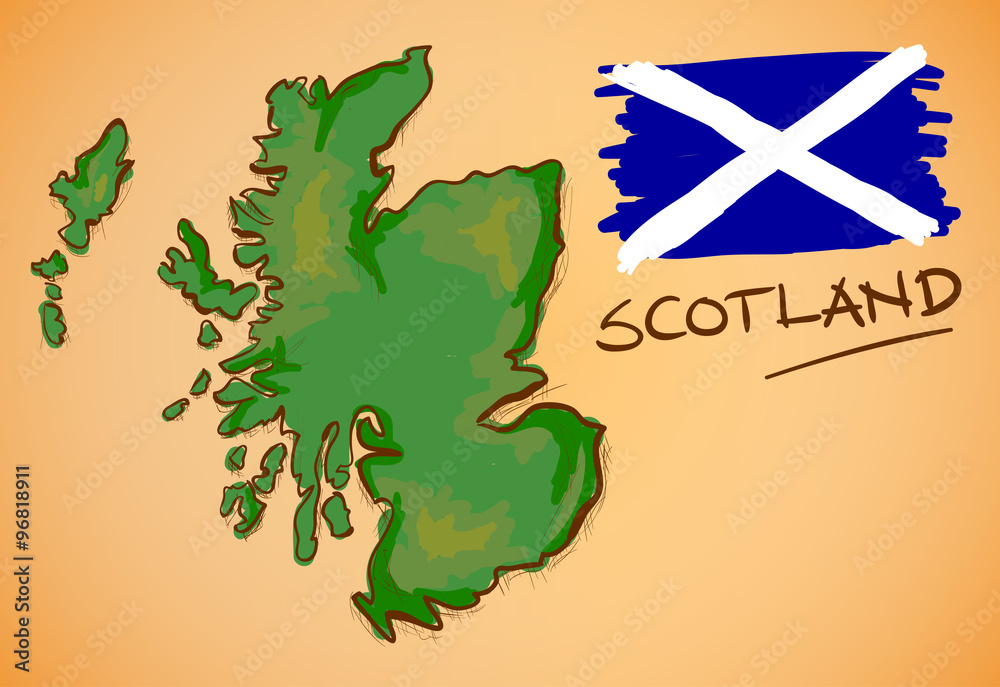 Scotland Map and National Flag Vector Stock Vector | Adobe Stock