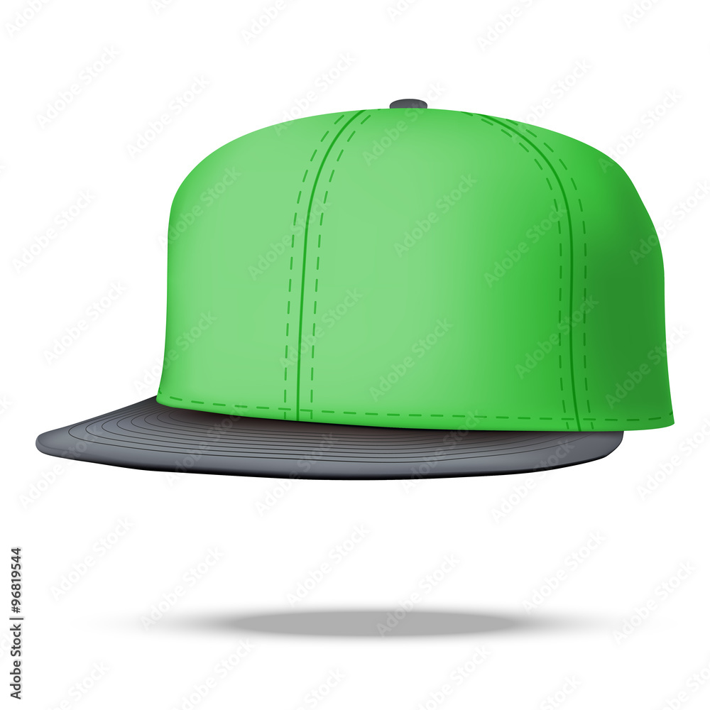 Layout of Male green rap cap. Vector illustration Stock Vector | Adobe ...