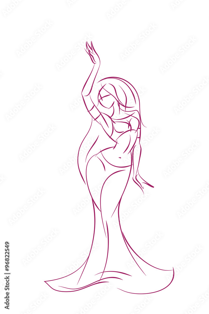 belly dancer ink sketch gesture drawing Stock Vector | Adobe Stock
