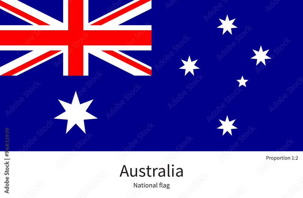 National flag of Australia with correct proportions, element, colors ...