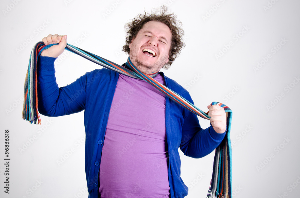 Foto Stock fat guy scream | Adobe Stock