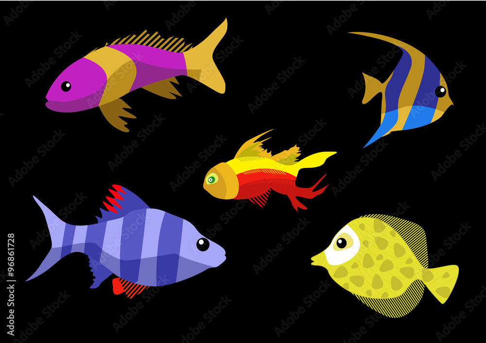 Exotic Fish icons set vector Stock Vector | Adobe Stock