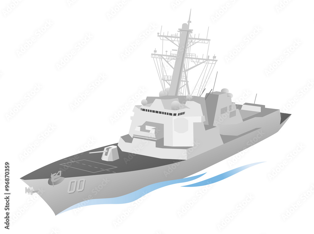 Naval Military Ship Vector Illustration Stock Vector | Adobe Stock
