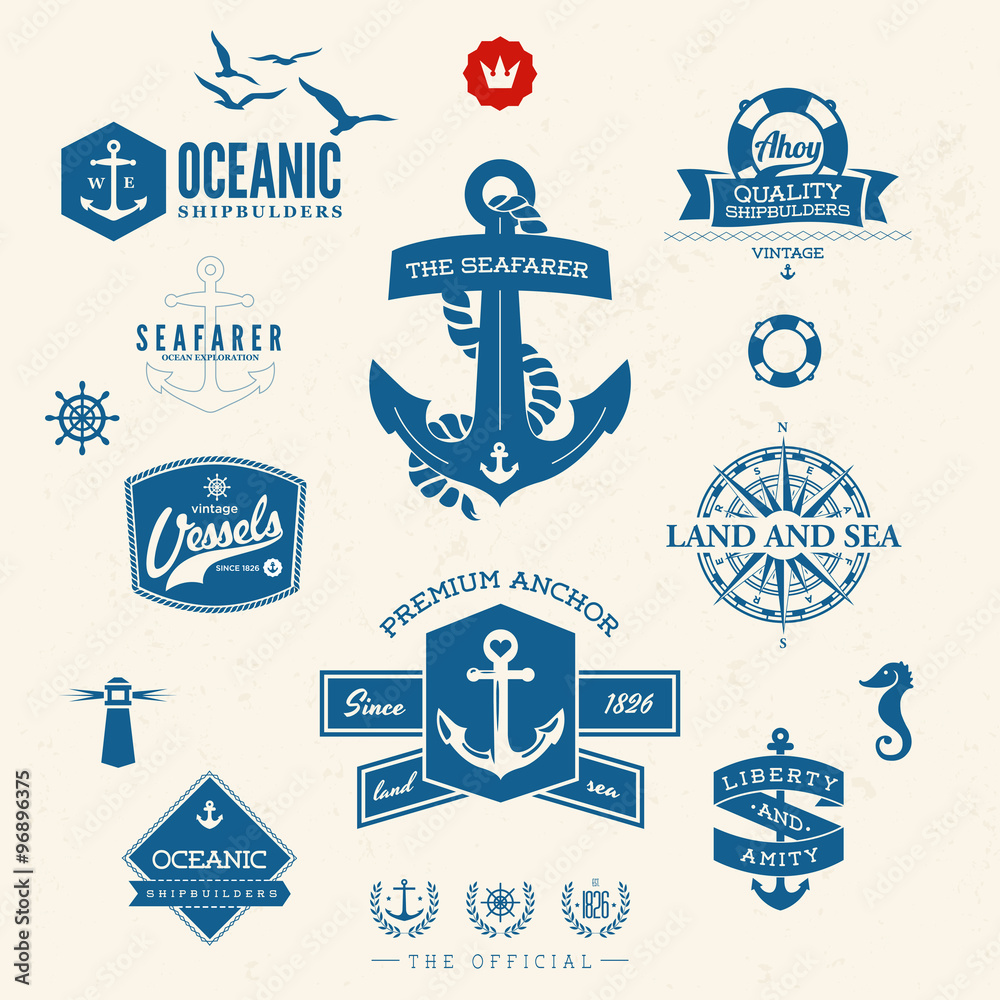 Nautical Badges And Labels Stock Vector | Adobe Stock