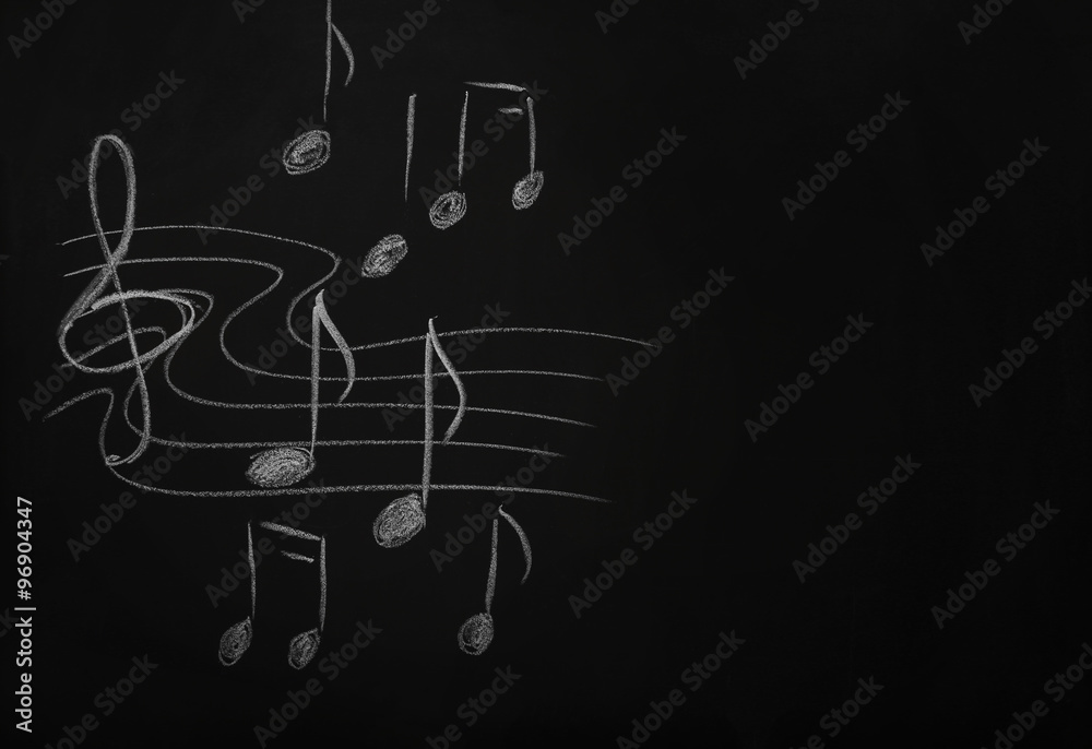 A blackboard with musical notes on the wall in the classroom Stock ...