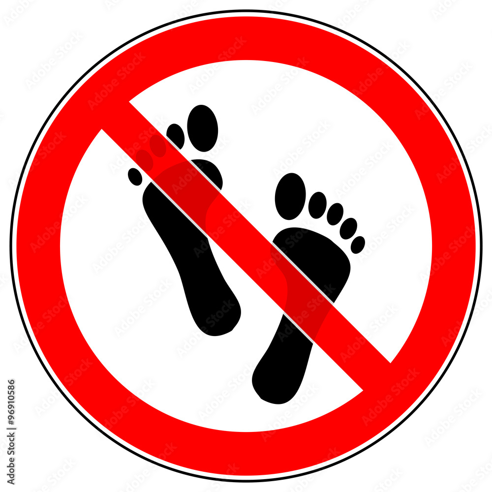 srr53 SignRoundRed - Verbotszeichen - Barfuß betreten verboten ...