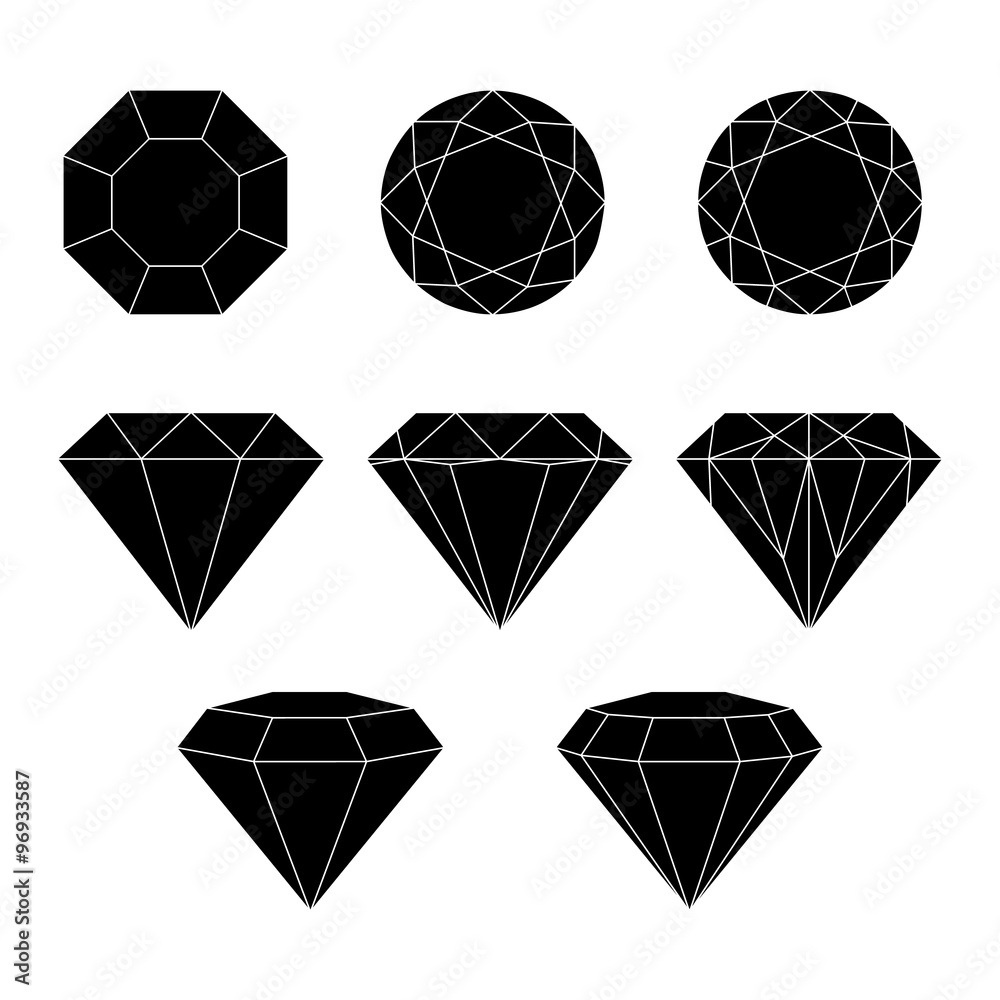Diamond vector icons set. Stock Vector | Adobe Stock