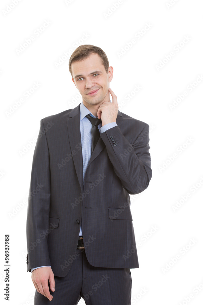 body language. man in business suit isolated on white background ...