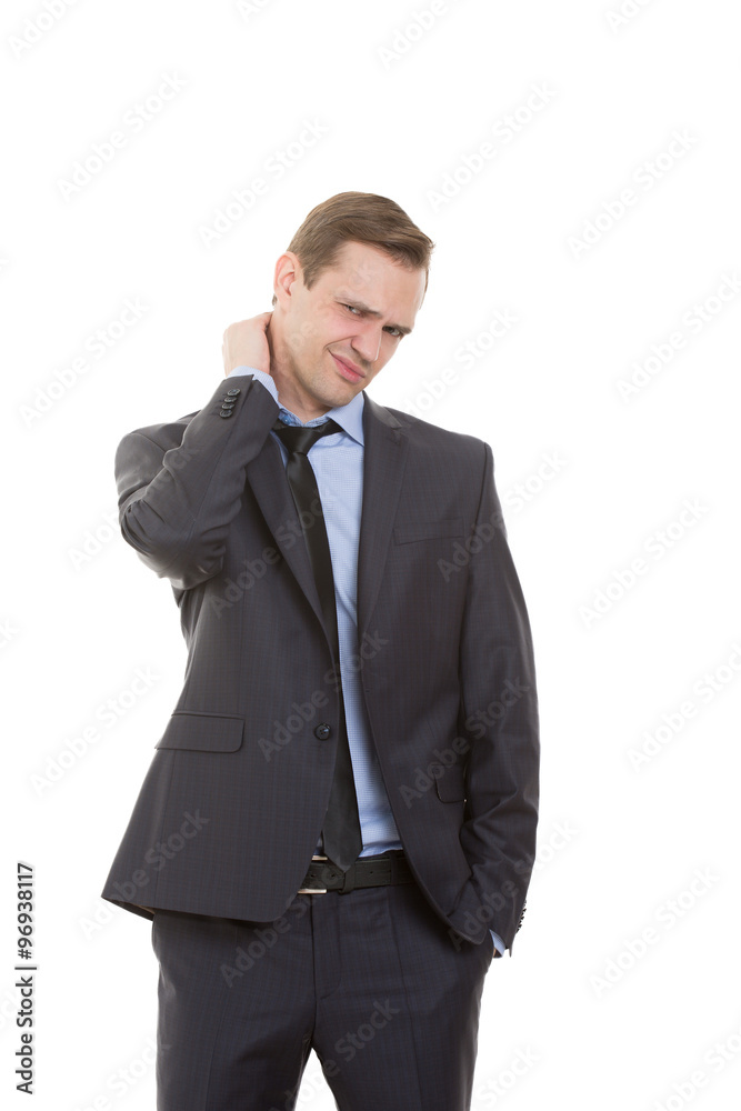 body language. man dressed business suit isolated on white background ...