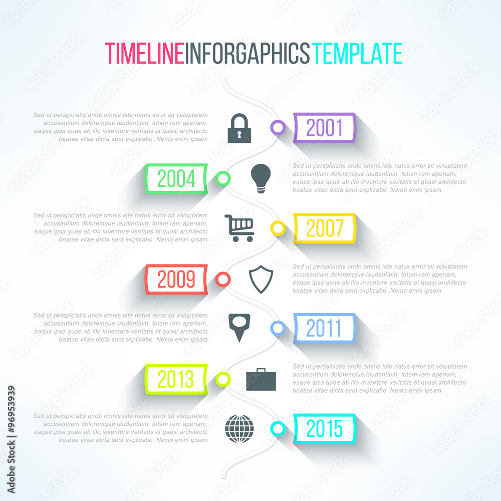 Vector timeline briht template colorful infographic suitable for ...