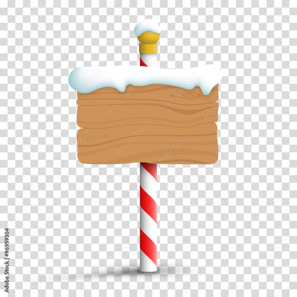 Christmas Winter Snow Blank Wooden Sign On A Transparent Background ...