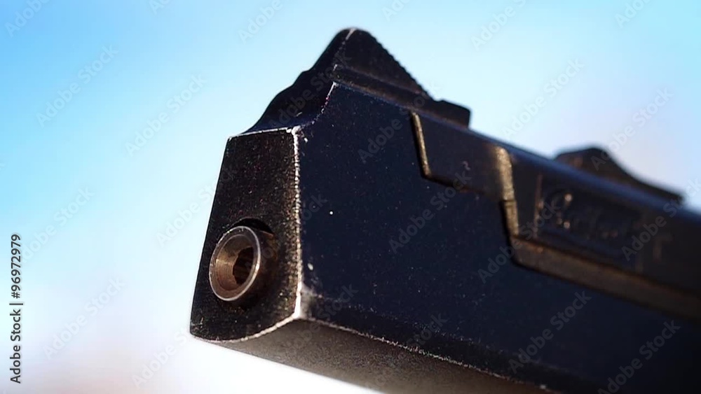 Airgun shooting twice, close-up, HD, 60 fps Stock Video | Adobe Stock