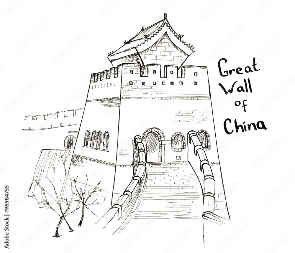 Great Wall Of China Side View Drawing