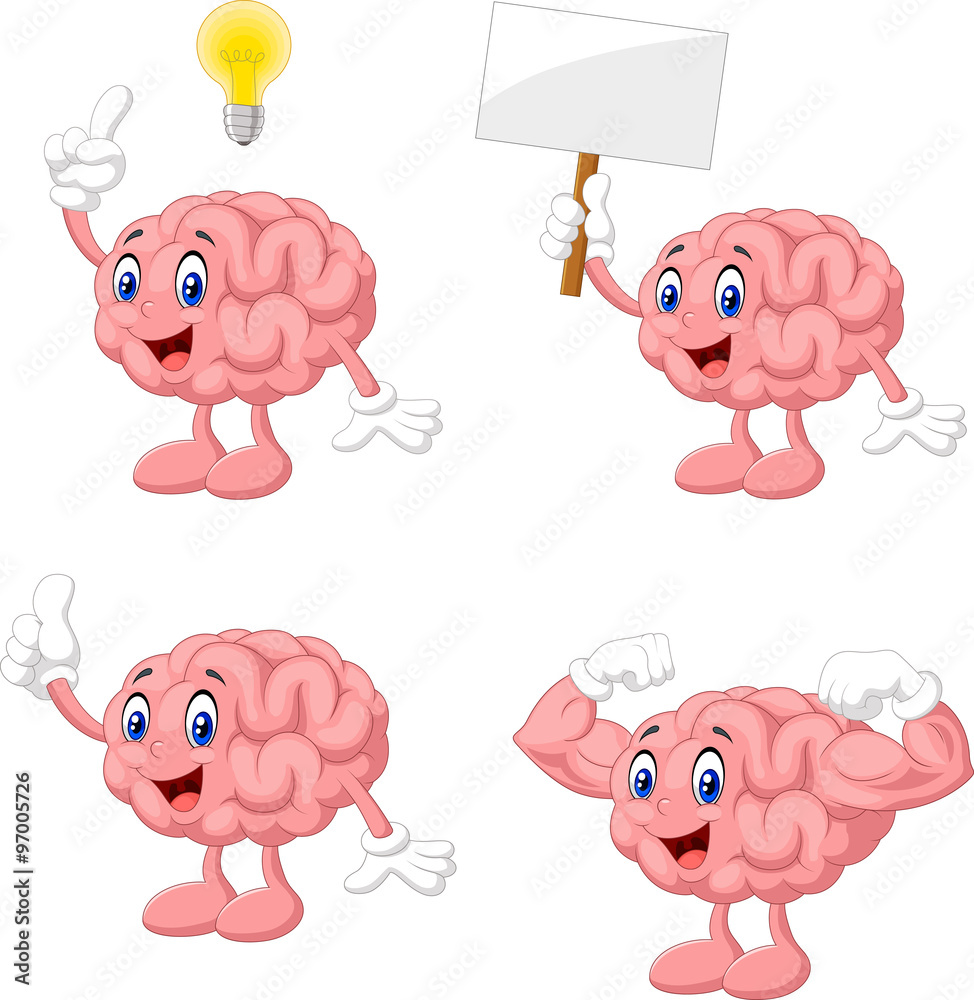 Cartoon funny brain collection set Stock Vector | Adobe Stock