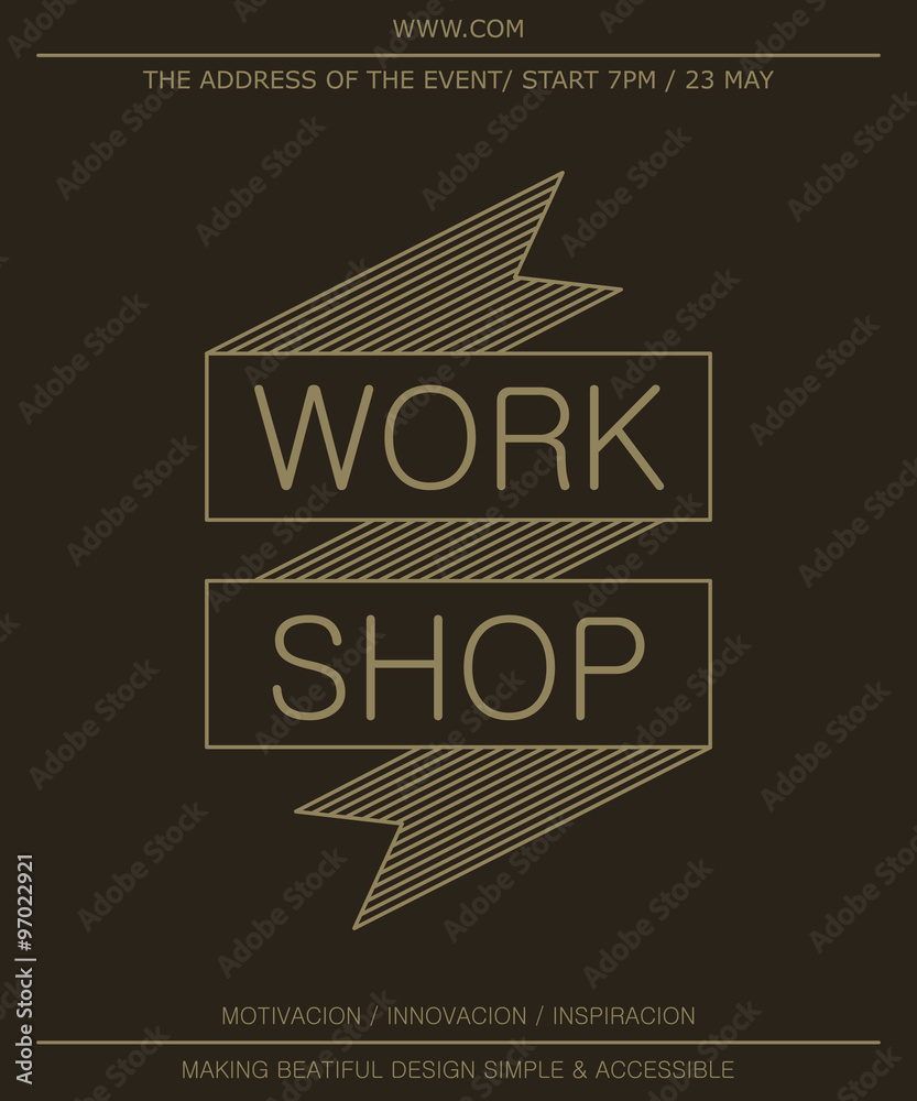 The banner for the event. Poster for workshop on design. Dark poster in ...