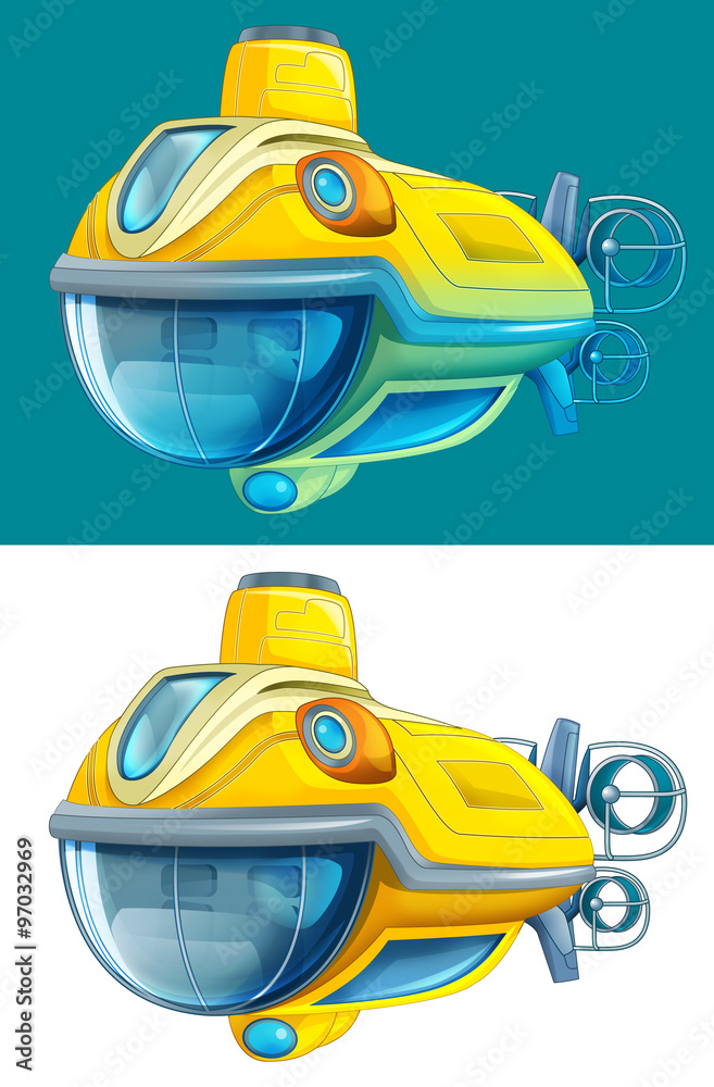 Cartoon submarine - isolated - illustration for the children Stock ...